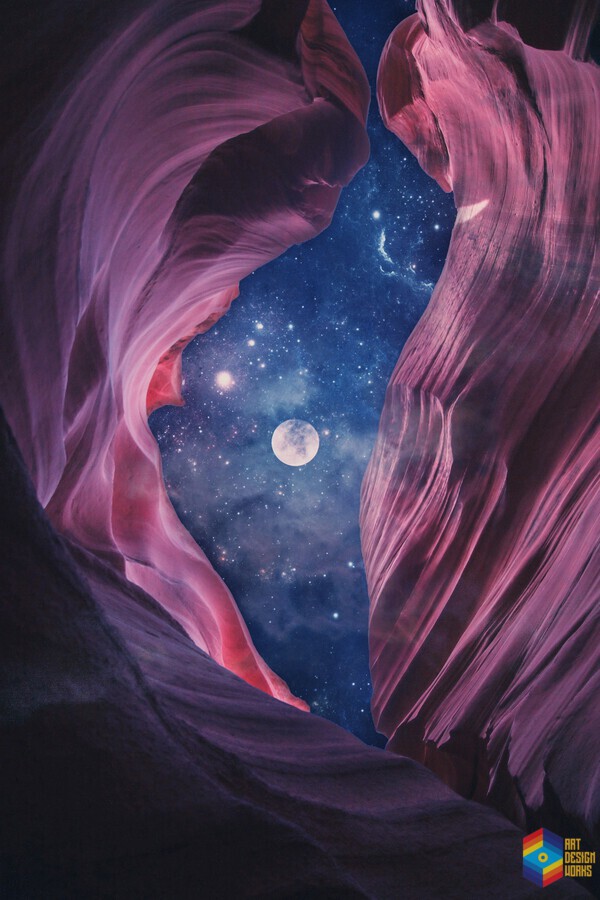 Grand Canyon with Space Collage by ARTenyo art Wall Art